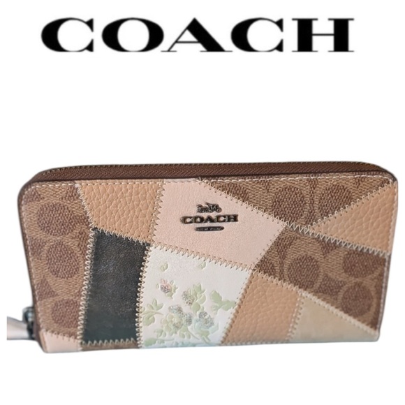 Coach | Bags | Coach Signature Patchwork Accordion Zip Wallet Neutral ...